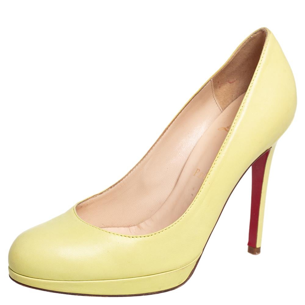 Christian Louboutin Yellow Patent Leather Pigalle Pointed Toe Pumps ...