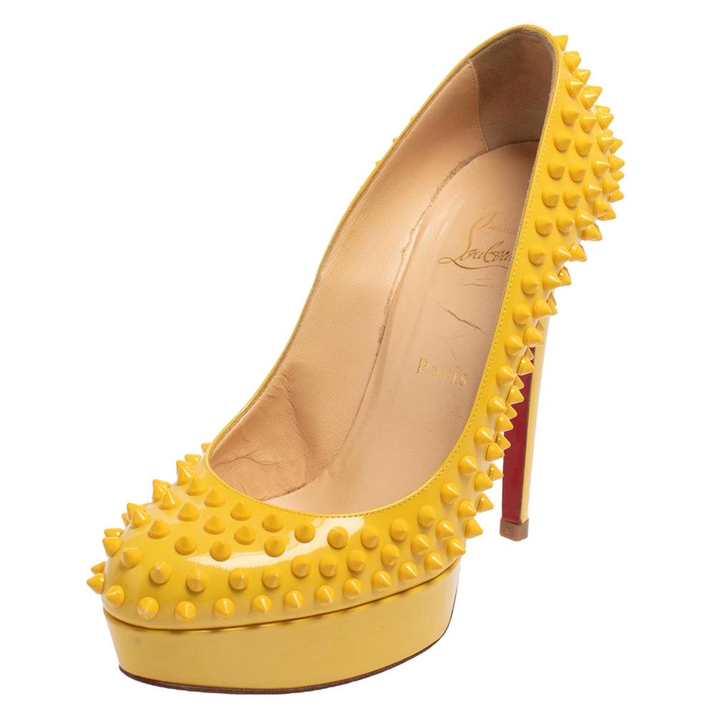 Christian Louboutin Yellow Patent Leather So Kate Pointed Toe Pumps ...
