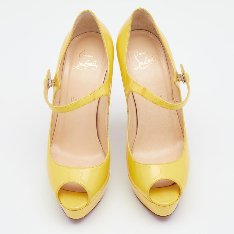 Christian Louboutin Yellow Patent Leather Jane Vendome Platform Pumps ...