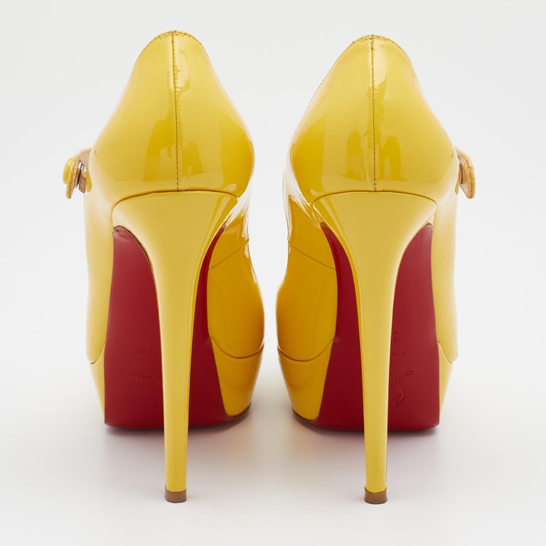 Christian Louboutin Yellow Patent Leather Jane Vendome Platform Pumps ...