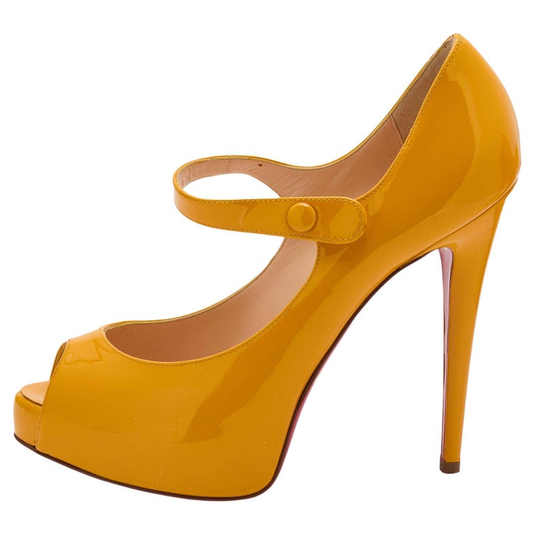 Christian Louboutin Yellow Patent Leather Jane Vendome Platform Pumps ...