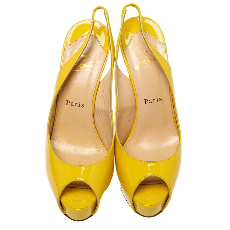 Christian Louboutin Yellow Patent Leather Private Number Sandals Size ...