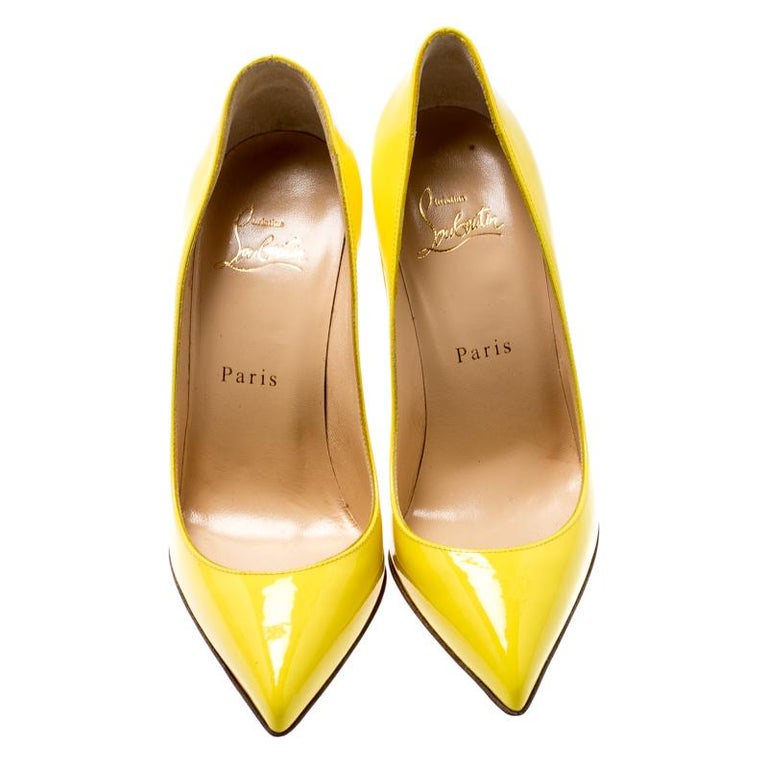 Christian Louboutin Yellow Patent Leather So Kate Pointed Toe Pumps ...