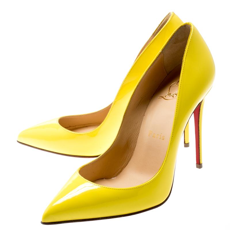 Christian Louboutin Yellow Patent Leather So Kate Pointed Toe Pumps ...