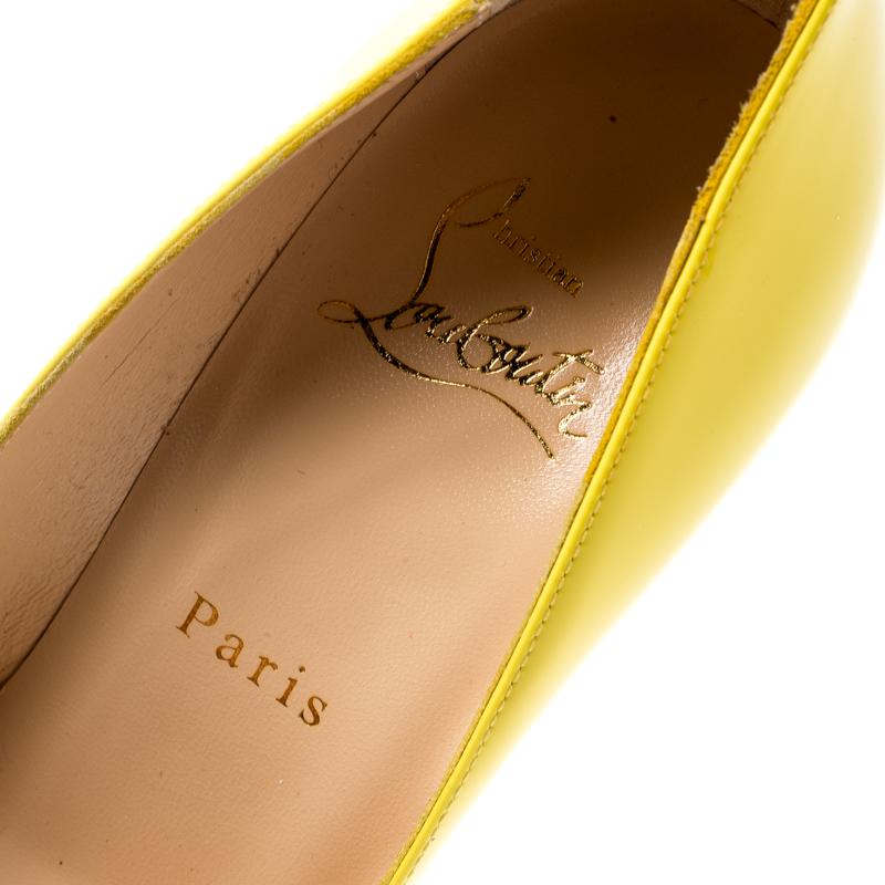 Christian Louboutin Yellow Patent Leather So Kate Pointed Toe Pumps ...