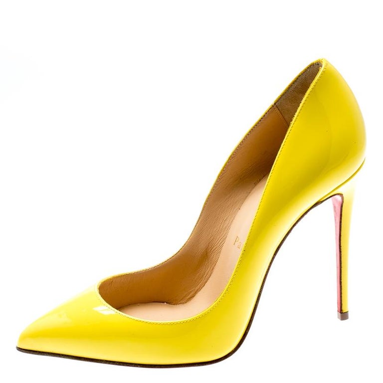 Christian Louboutin Yellow Patent Leather So Kate Pointed Toe Pumps ...