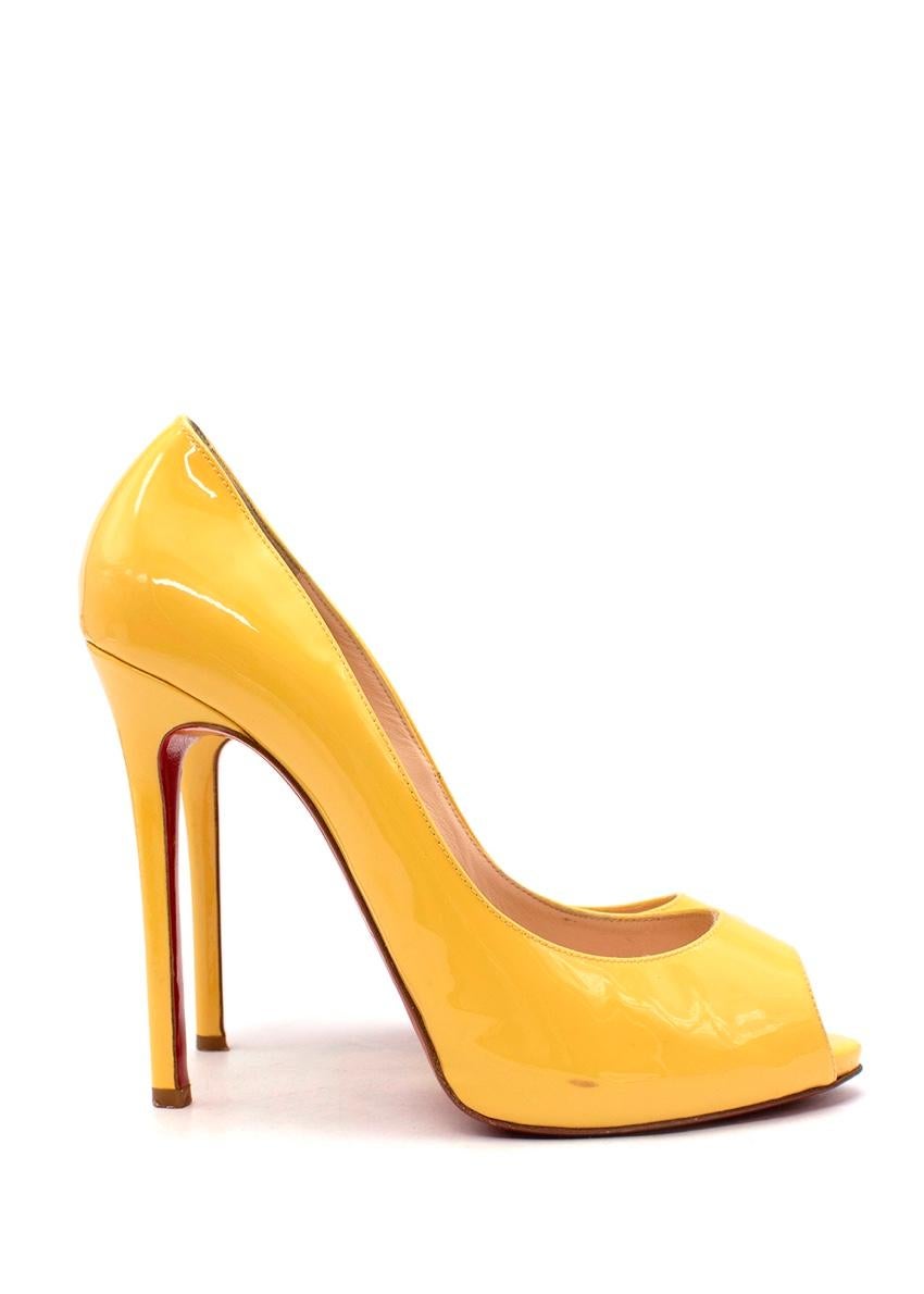Christian Louboutin Yellow Patent Very Prive 120 Pumps For Sale at ...