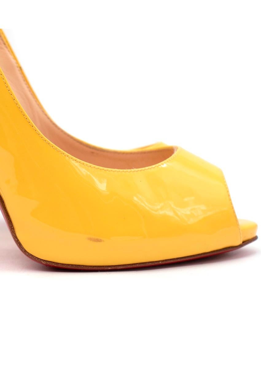 Christian Louboutin Yellow Patent Very Prive 120 Pumps For Sale at ...