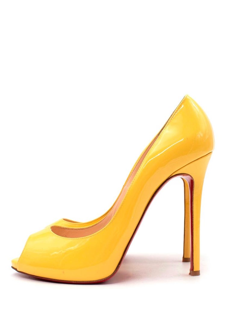 Christian Louboutin Yellow Patent Very Prive 120 Pumps For Sale at ...