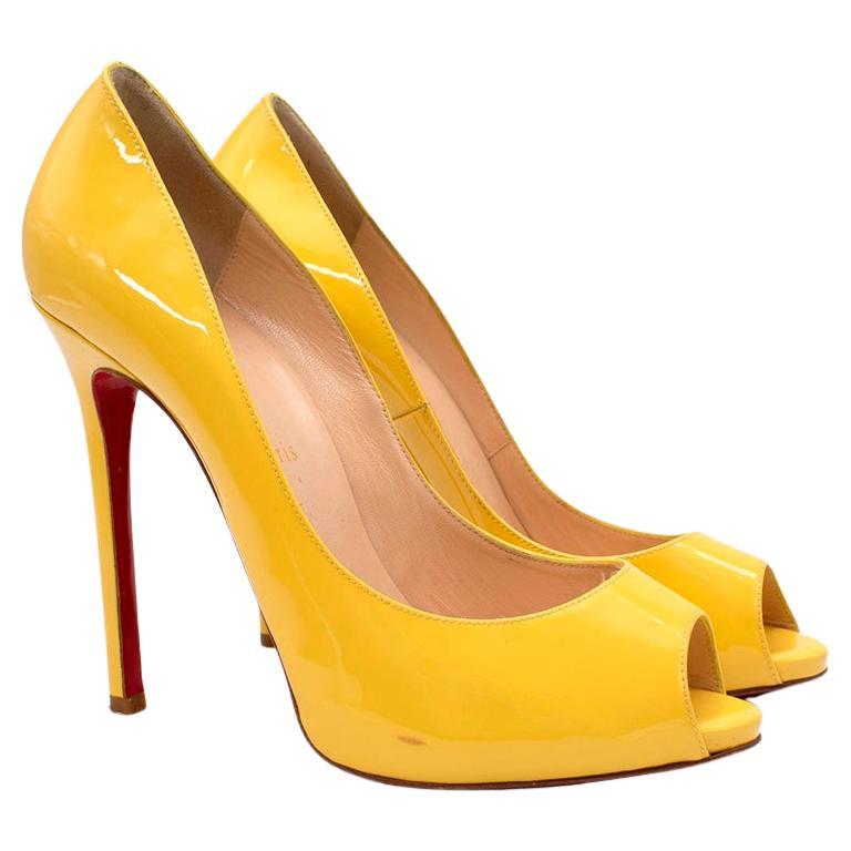 Christian Louboutin Yellow Patent Very Prive 120 Pumps For Sale at ...