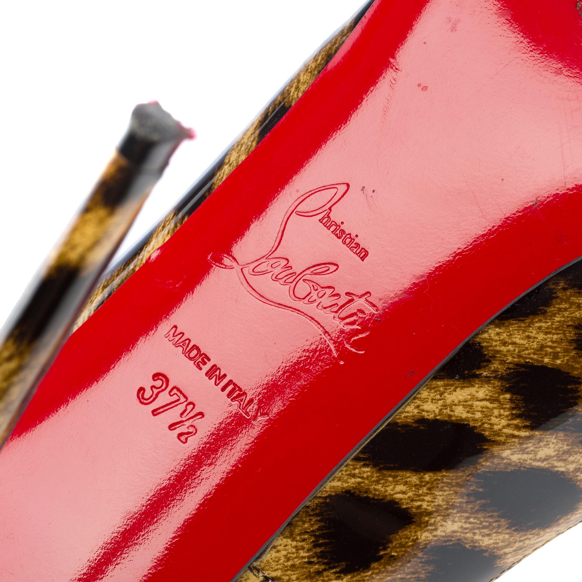 Christian Louboutin’s Leopard Print Patent Very Privé Peep-Toe Pumps ...