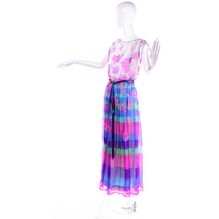 Christian Rupert Vintage Colorful Silk Chiffon Vintage Maxi Dress For ...