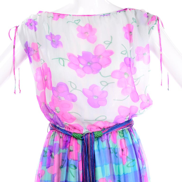 Christian Rupert Vintage Colorful Silk Chiffon Vintage Maxi Dress For ...