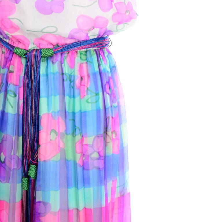 Christian Rupert Vintage Colorful Silk Chiffon Vintage Maxi Dress For ...