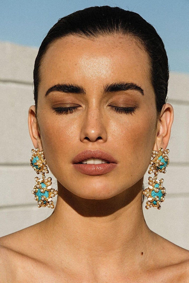 Christie Nicolaides Lucia Earrings in Gold with Black Agate For Sale at ...