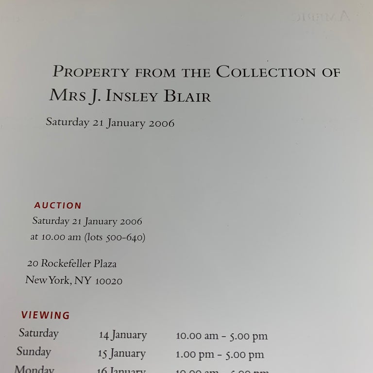 Christie's NY Auction Catalogue Collection of Mrs. J. Insley Blair ...