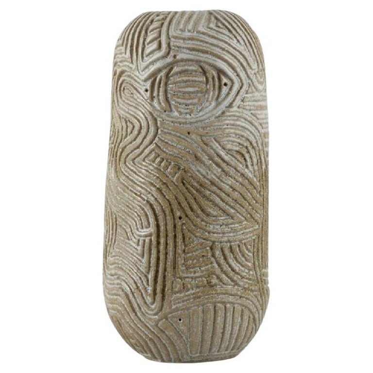 Christina Muff, Danish contemporary ceramicist. Unique hand-carved vase ...