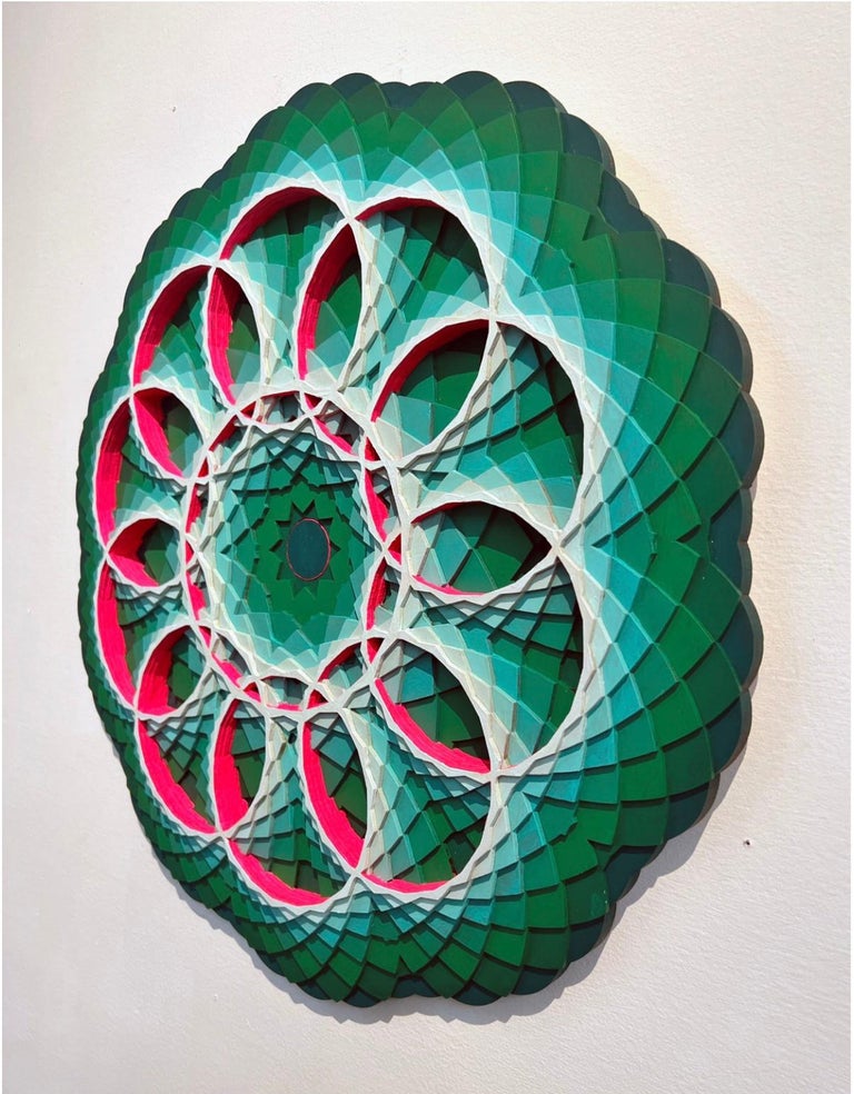 Christine Romanell - Green Ring, Abstract Geometric circular wall ...