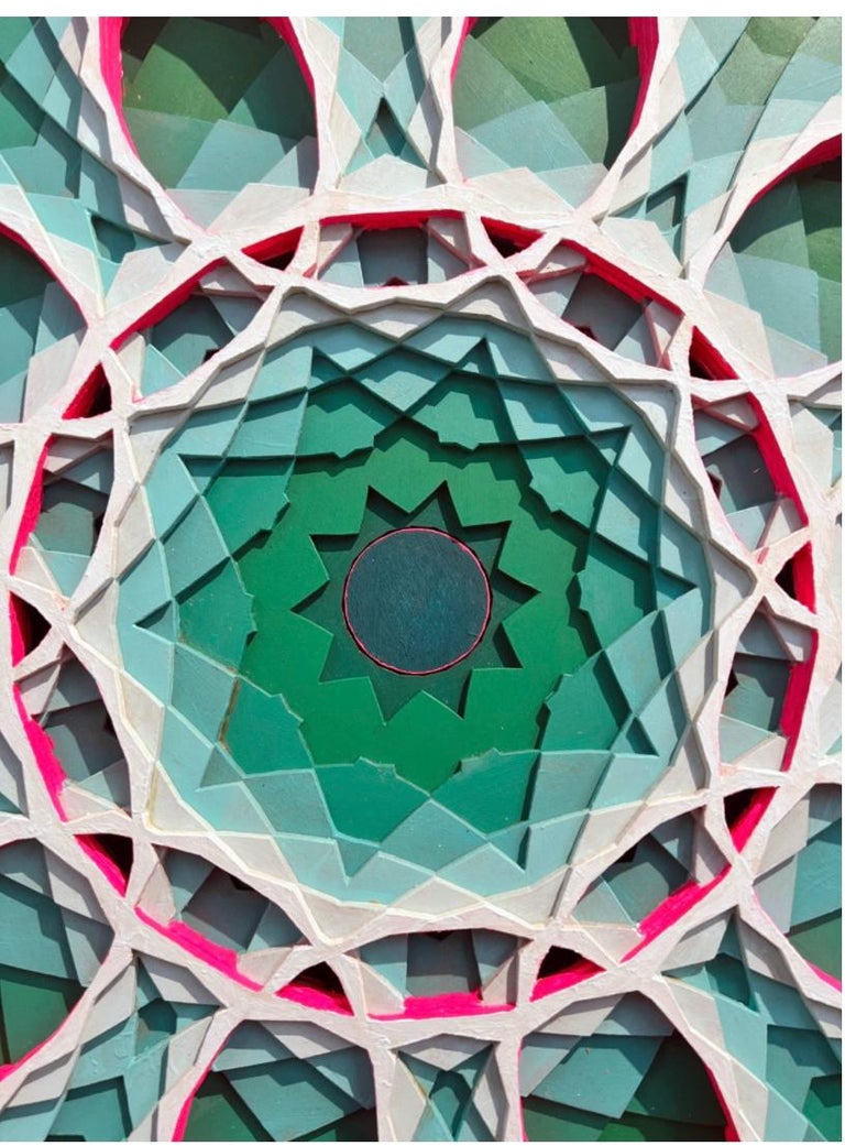 Christine Romanell - Green Ring, Abstract Geometric circular wall ...