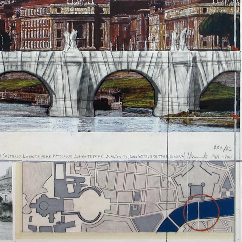 Christo and Jeanne-Claude - Ponte Sant' Angelo, wrapped (project for ...