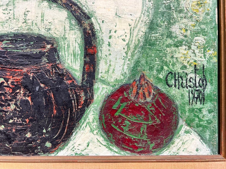 Christof Gracieuse - Large French Modernist Signed Oil Red Apples Green ...