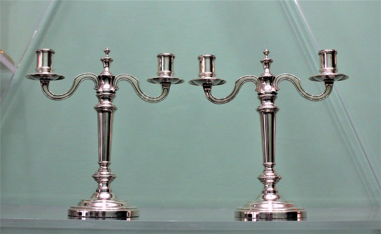Christofle 20th Century French Silver Plated Pair of Candlesticks ...