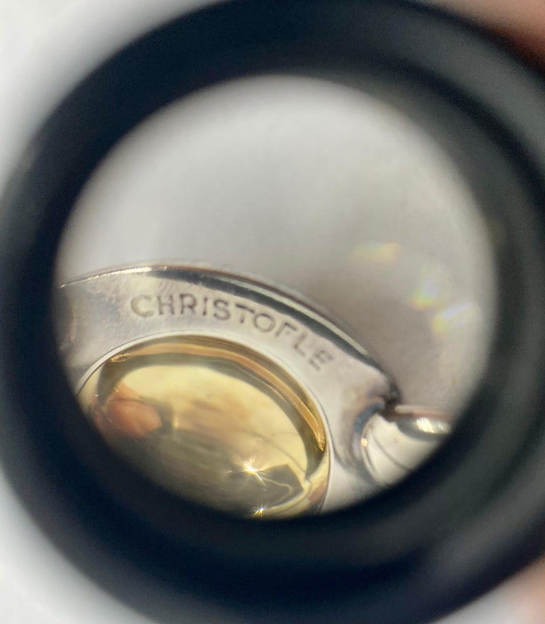 Christofle Brooch in 18 Karat Gold and Sterling Silver For Sale at 1stDibs