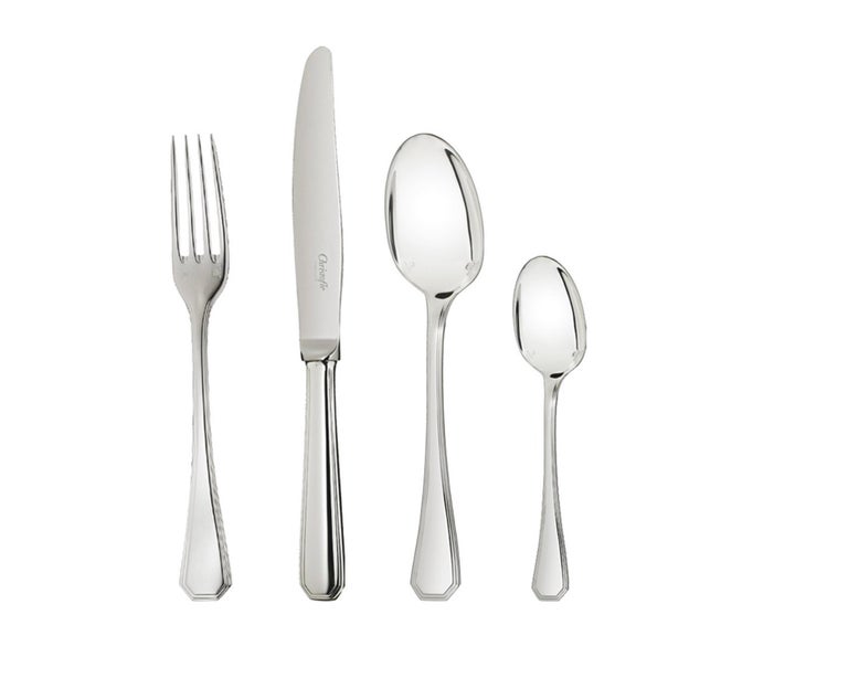 Christofle Flatware "America" Silver Plated Pieces, 134 Pieces For Sale ...