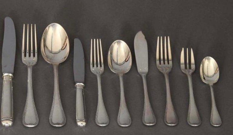 Christofle "Malmaison", Flatware Silver Plated 108 Pieces at 1stDibs