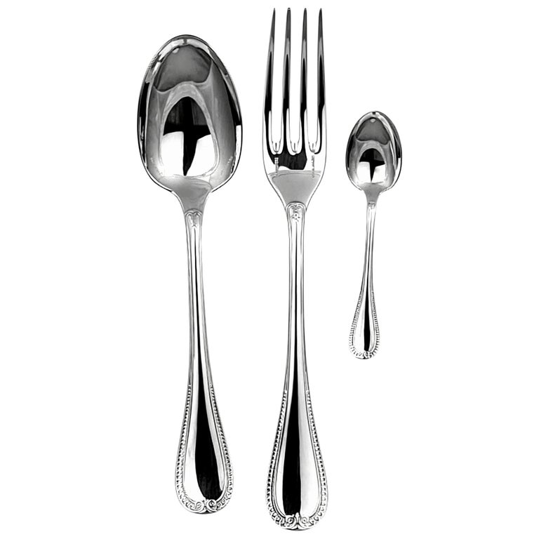 Christofle, Malmaison Solid Silver 18-Piece Set of Spoon, Fork and Tea ...
