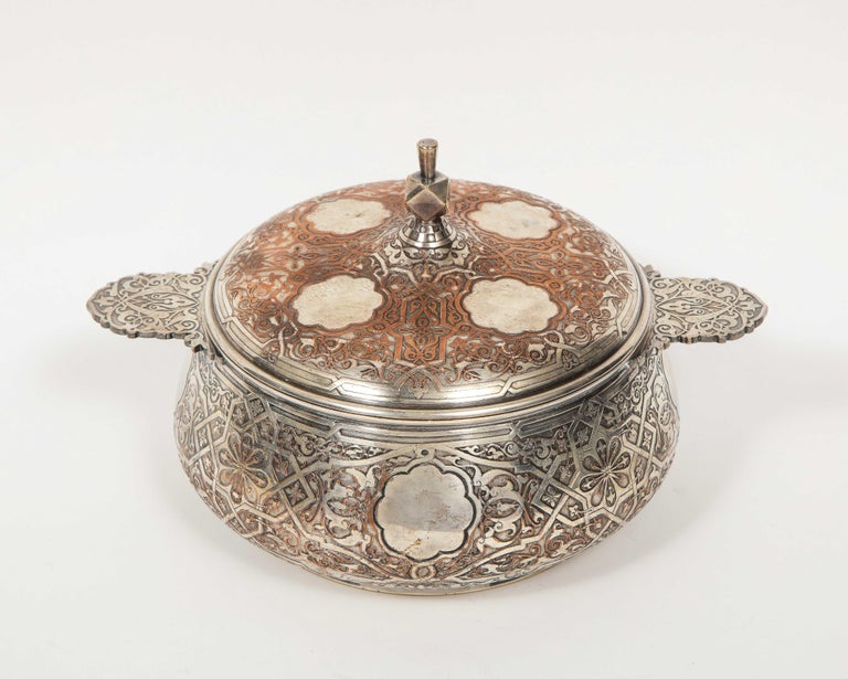 Christofle Paris, an Unusual French Islamic Style Silvered Covered Dish ...