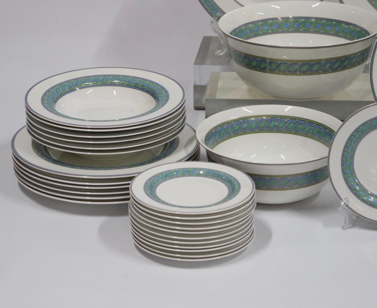 Christofle Porcelain Partial Service for Six in Torsada Pattern at ...