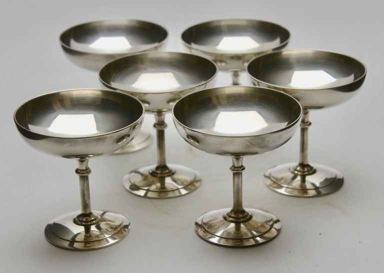 Christofle Set of 6 Silver Plated Ice Cream Bowl at 1stDibs