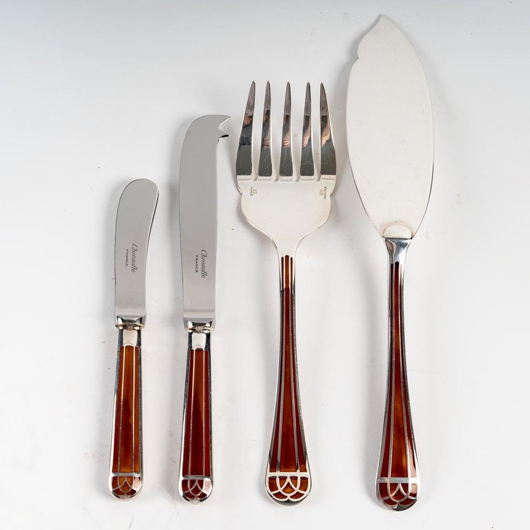 Christofle, ensemble de couverts Talisman 52 pièces en laque chinoise ...