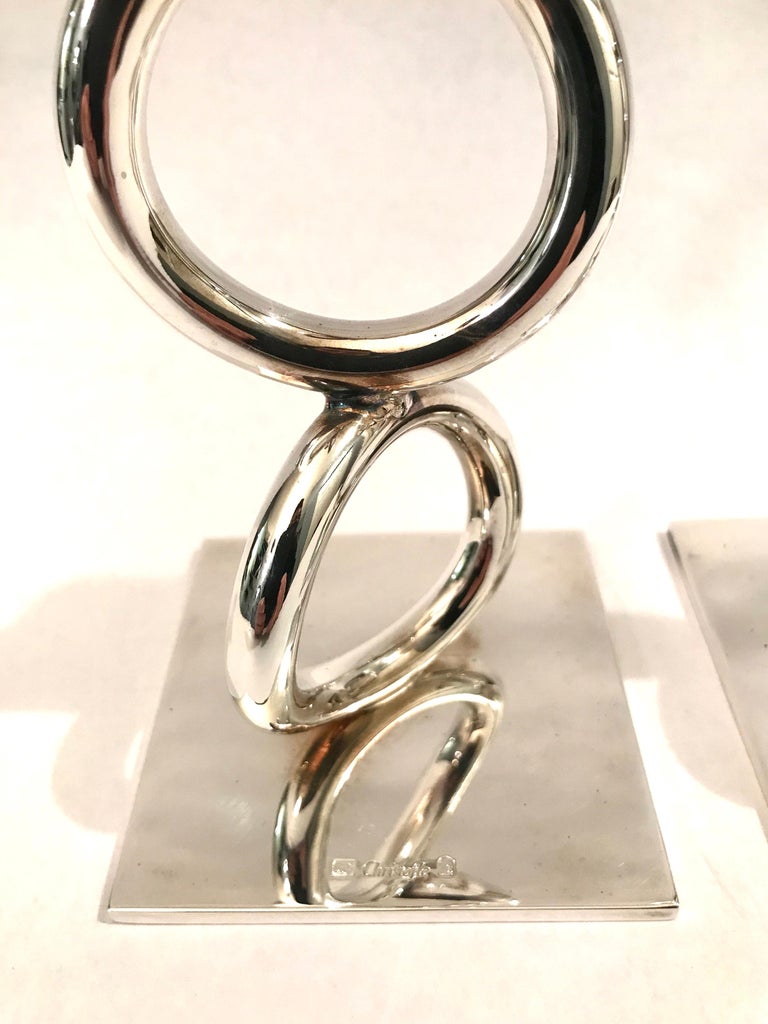 Christofle Silver Plated Vertigo Three-Ring Candlesticks For Sale at ...