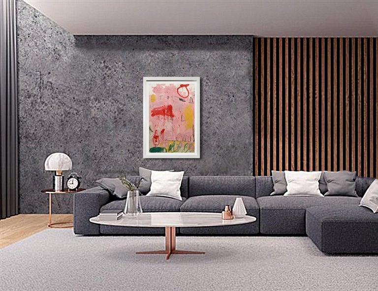 Christophe - "Big Pink" 53x37, Acrylic and oil painting on heavy weight ...