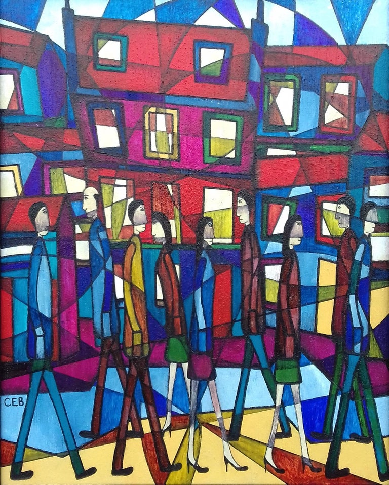 Christopher Barrow - Around Town, Contemporary Abstract Figurative ...