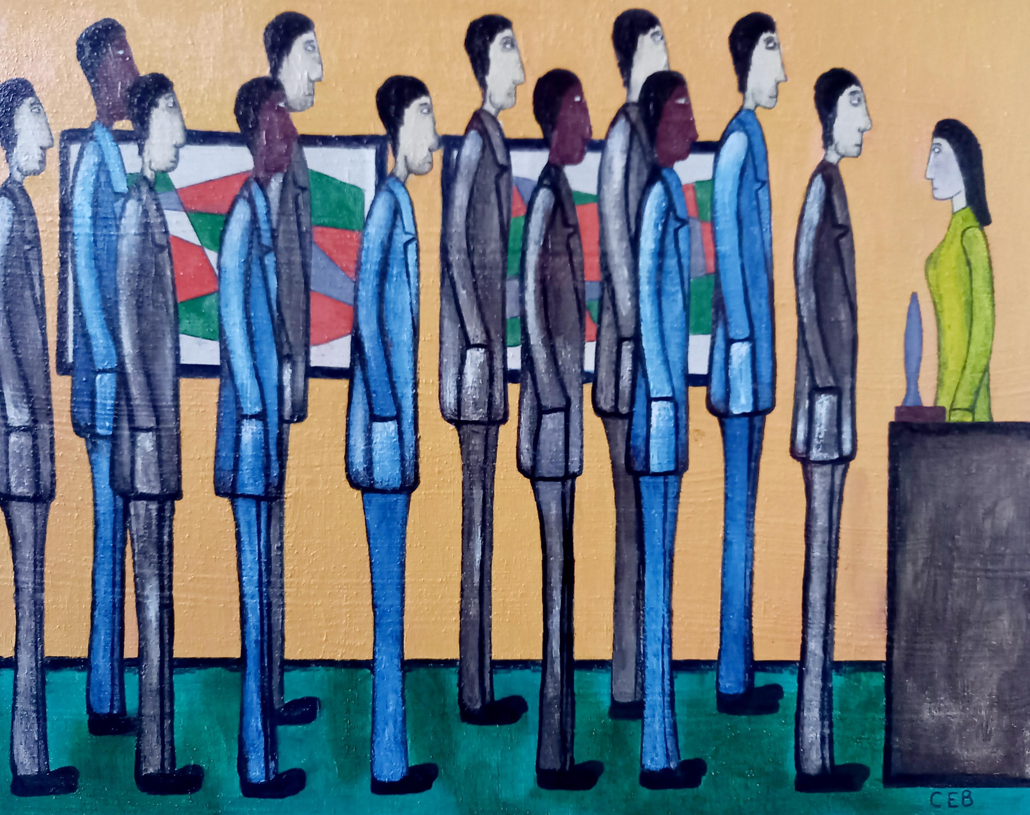 Christopher Barrow - "The High Street". Contemporary Figurative Oil ...