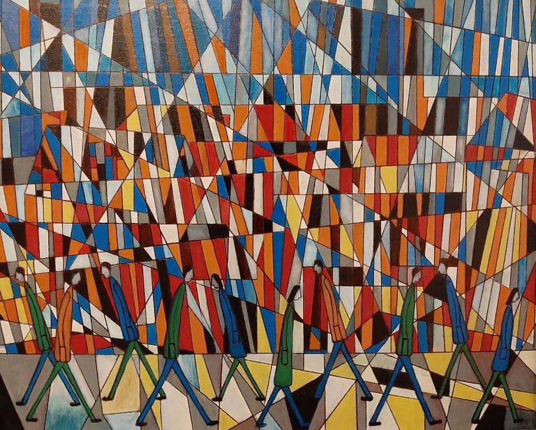 Christopher Barrow - Street Life. Contemporary Abstract Figurative Oil ...