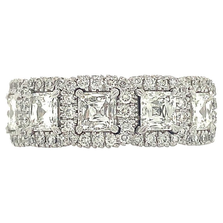 Christopher Designs Crisscut Asscher Cut 5 Stone Halo Diamond Band For ...