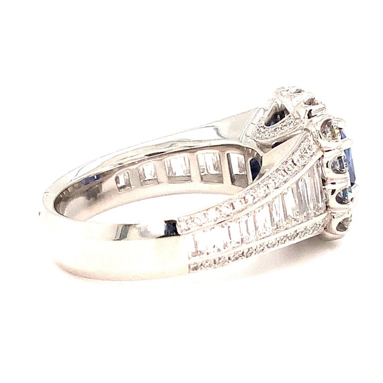 Christopher Designs Crisscut Blue Sapphire and Diamond Ring Set in ...