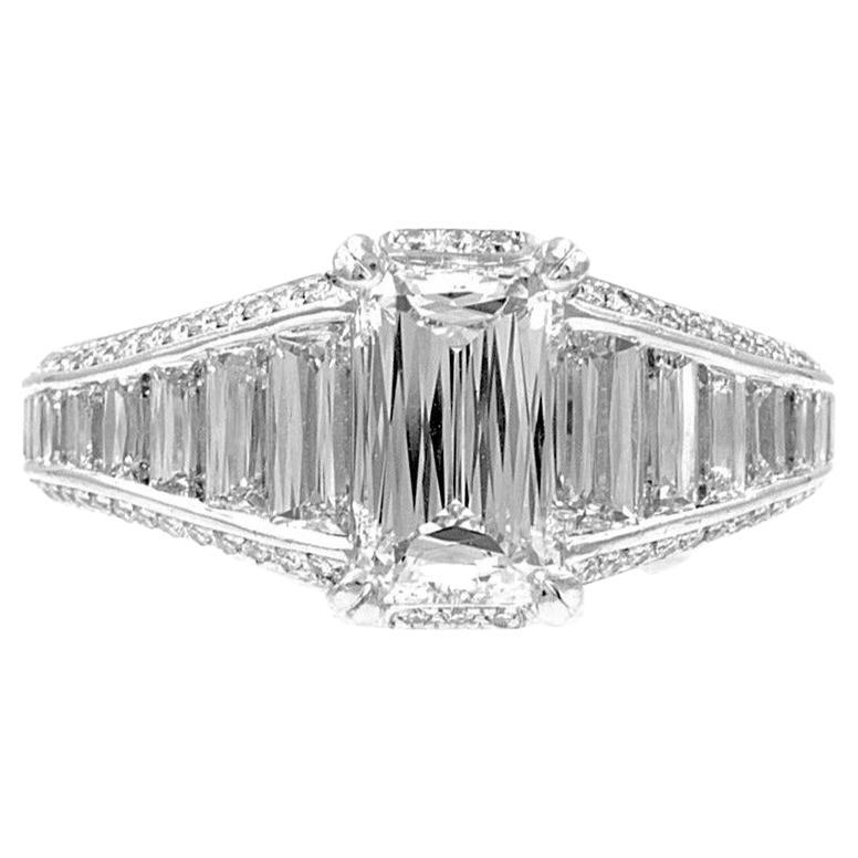 Unique GIA Christopher Designs Criss Cut Emerald Cut Engagement Ring ...
