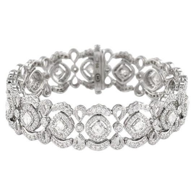 Christopher Designs Crisscut Diamond Lace Beyaz Bracelet 18K White Gold ...