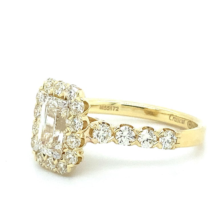 Christopher Designs Crisscut Emerald Cut Halo Diamond Engagement Ring ...