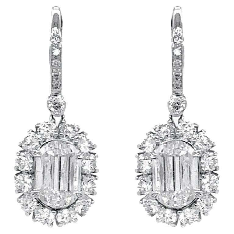 Christopher Designs L'Amour Crisscut Halo Diamond Drop Earrings set in ...