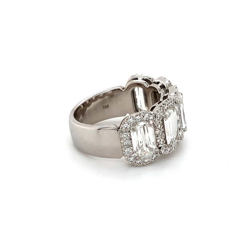 Christopher Designs L'Amour Crisscut 5 Stone Halo Diamond Ring 18K ...