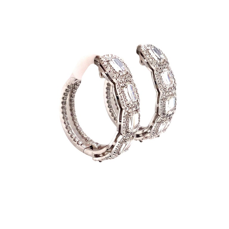 Christopher Designs L'Amour Crisscut Diamond Hoop Earrings Set in 18 Kt ...
