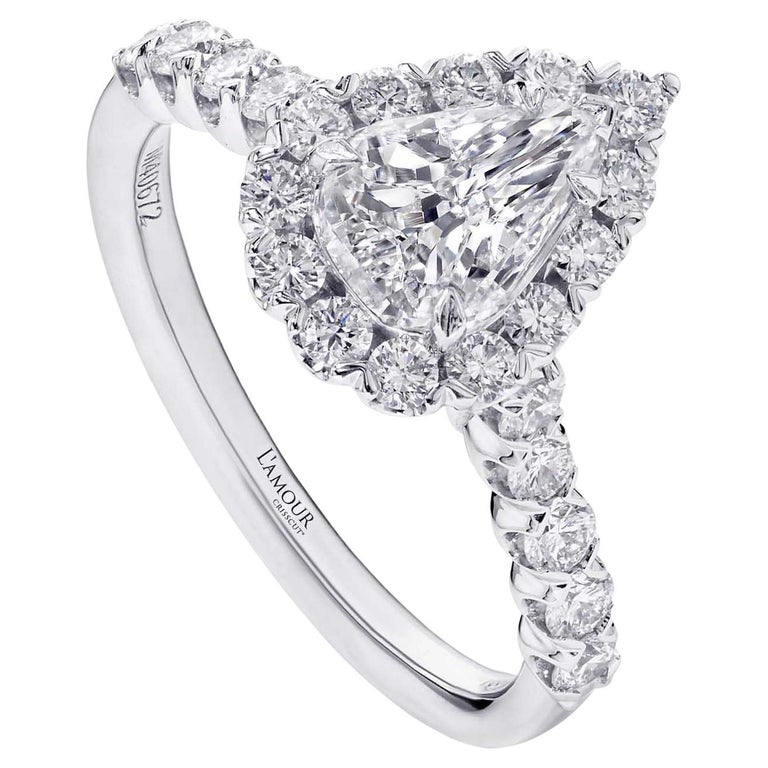 Christopher Designs L'Amour Crisscut Pear Shape Diamond GIA Engagement ...