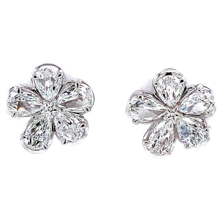 Christopher Designs L'Amour Crisscut Pear Shape Floral Cluster Earrings ...
