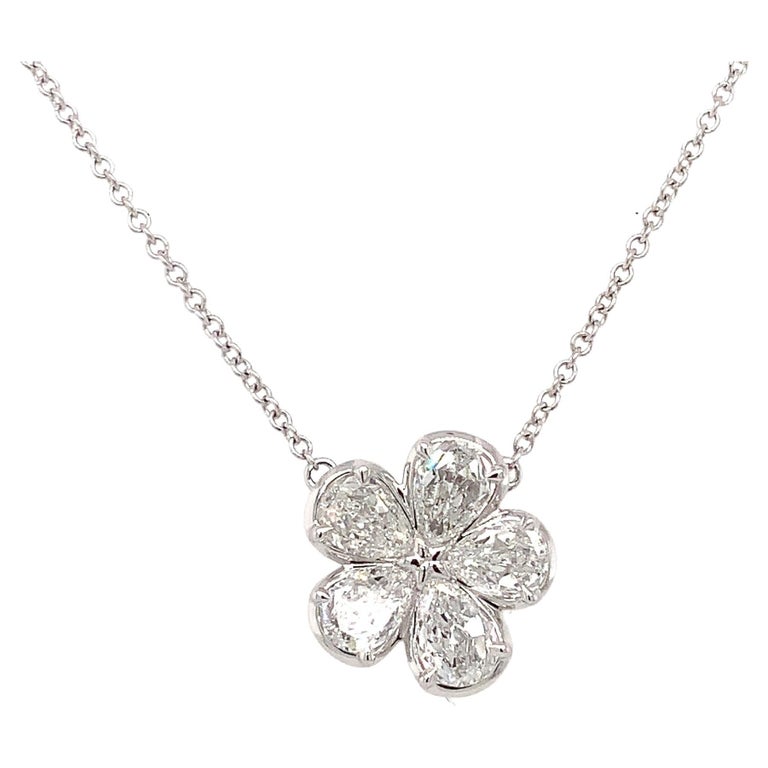 Christopher Designs L'Amour Crisscut Pear Shape Flower Diamond Necklace ...